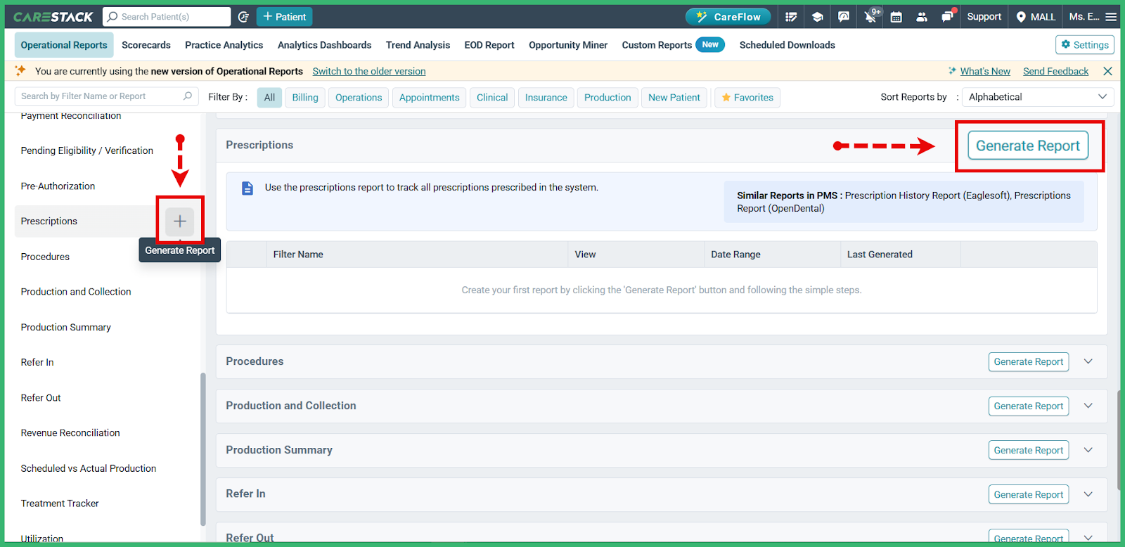 Prescriptions Report – CareStack: User Resource Center