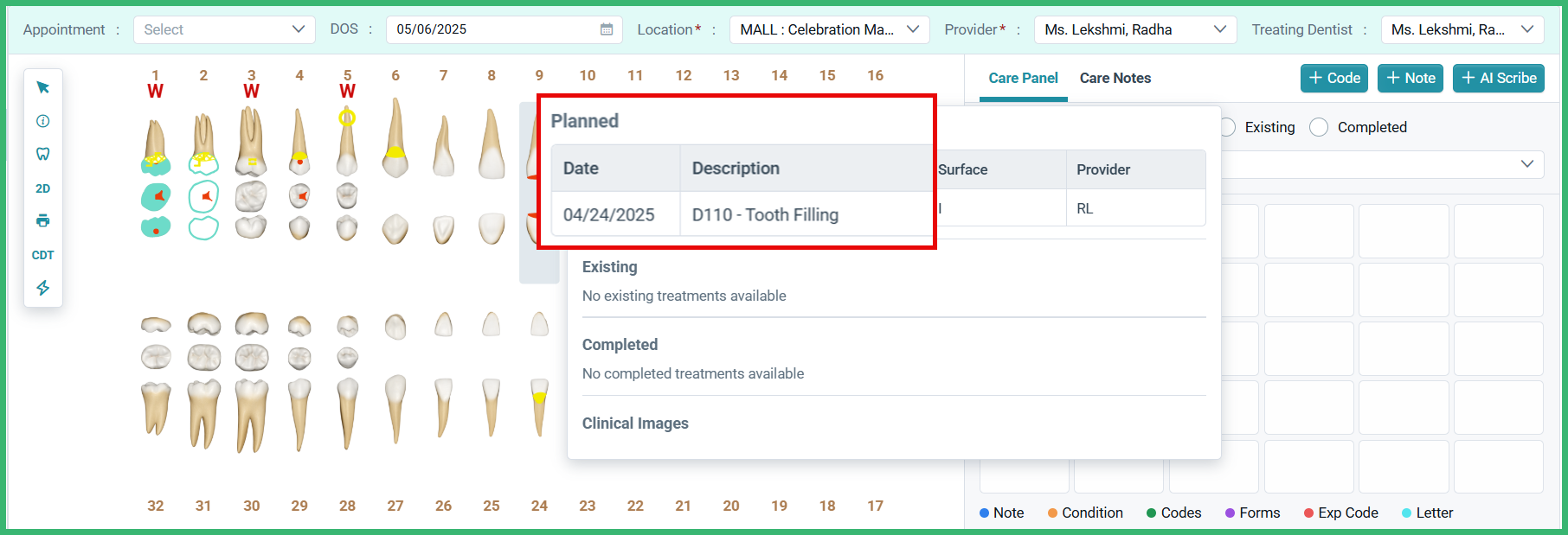 A Guide to the Odontogram – CareStack: User Resource Center