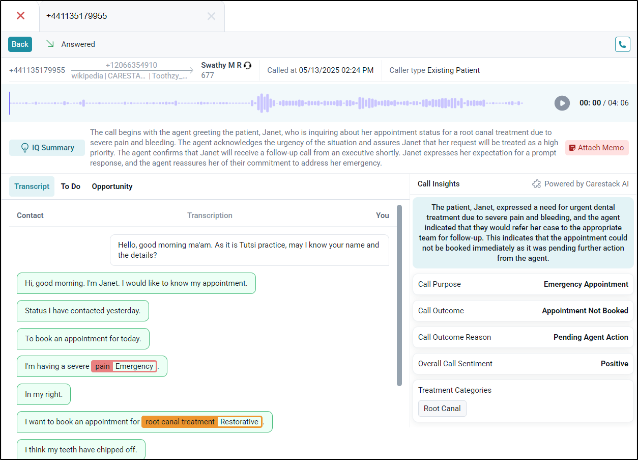 VoiceStack Agent App: Patient 360 Panel – CareStack: User Resource Center