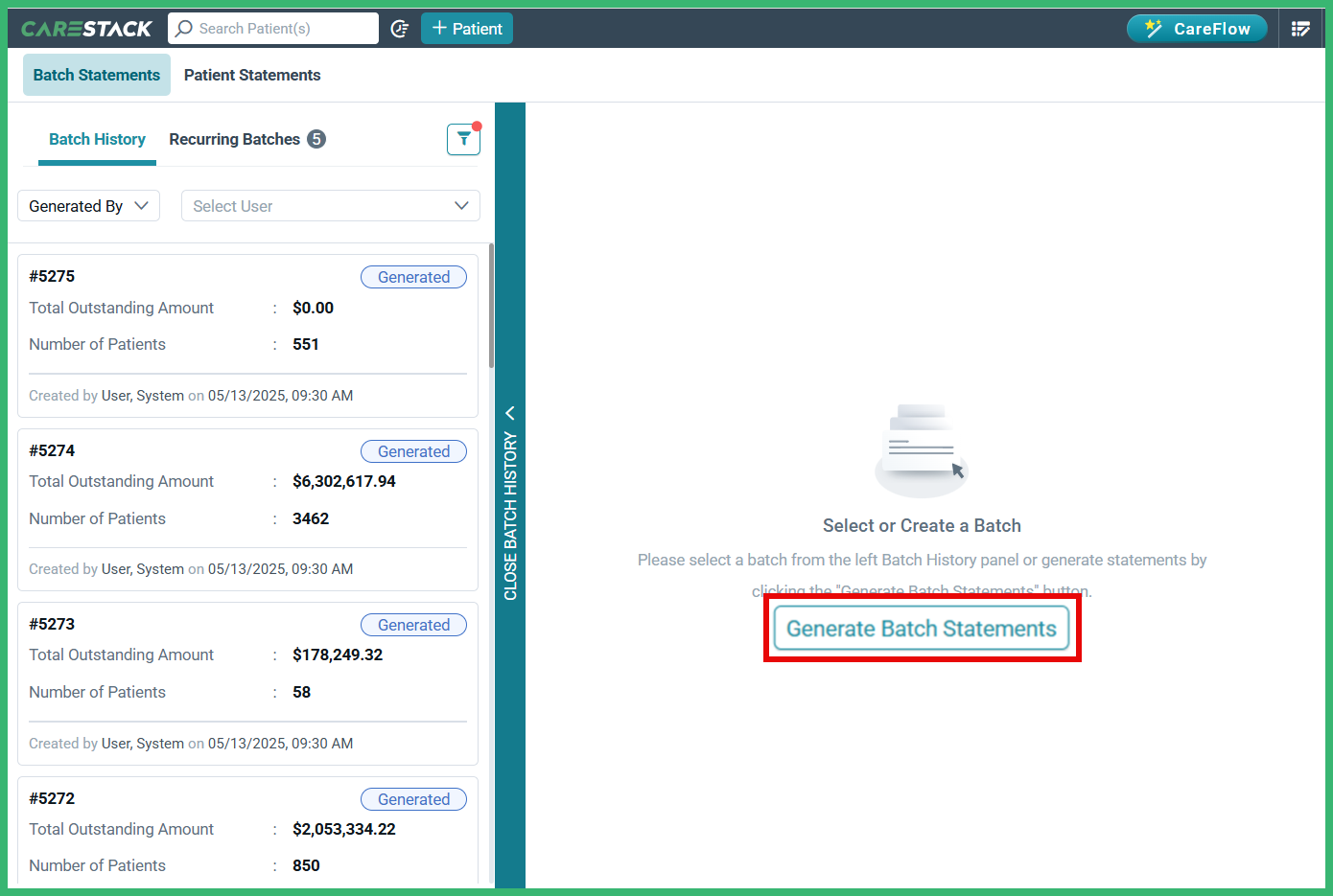 Generate and Manage Batch Statements – CareStack: User Resource Center