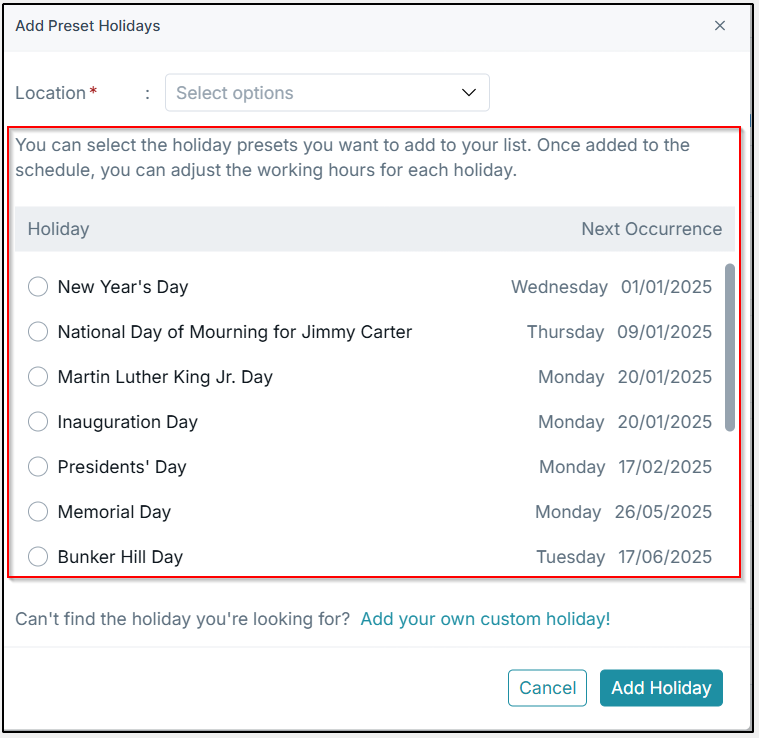 VoiceStack Admin App: Holiday Calendar – CareStack: User Resource Center