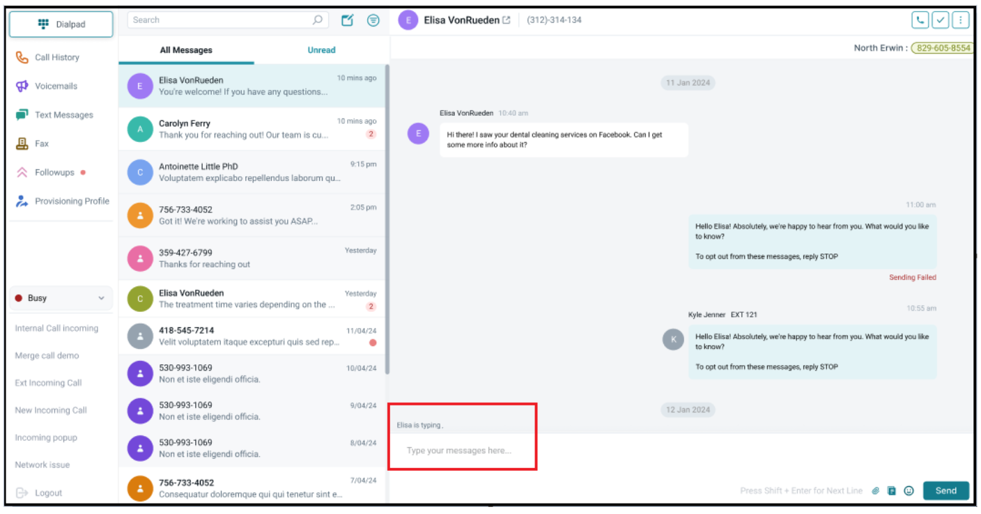 VoiceStack Agent App: Text Messages – CareStack: User Resource Center