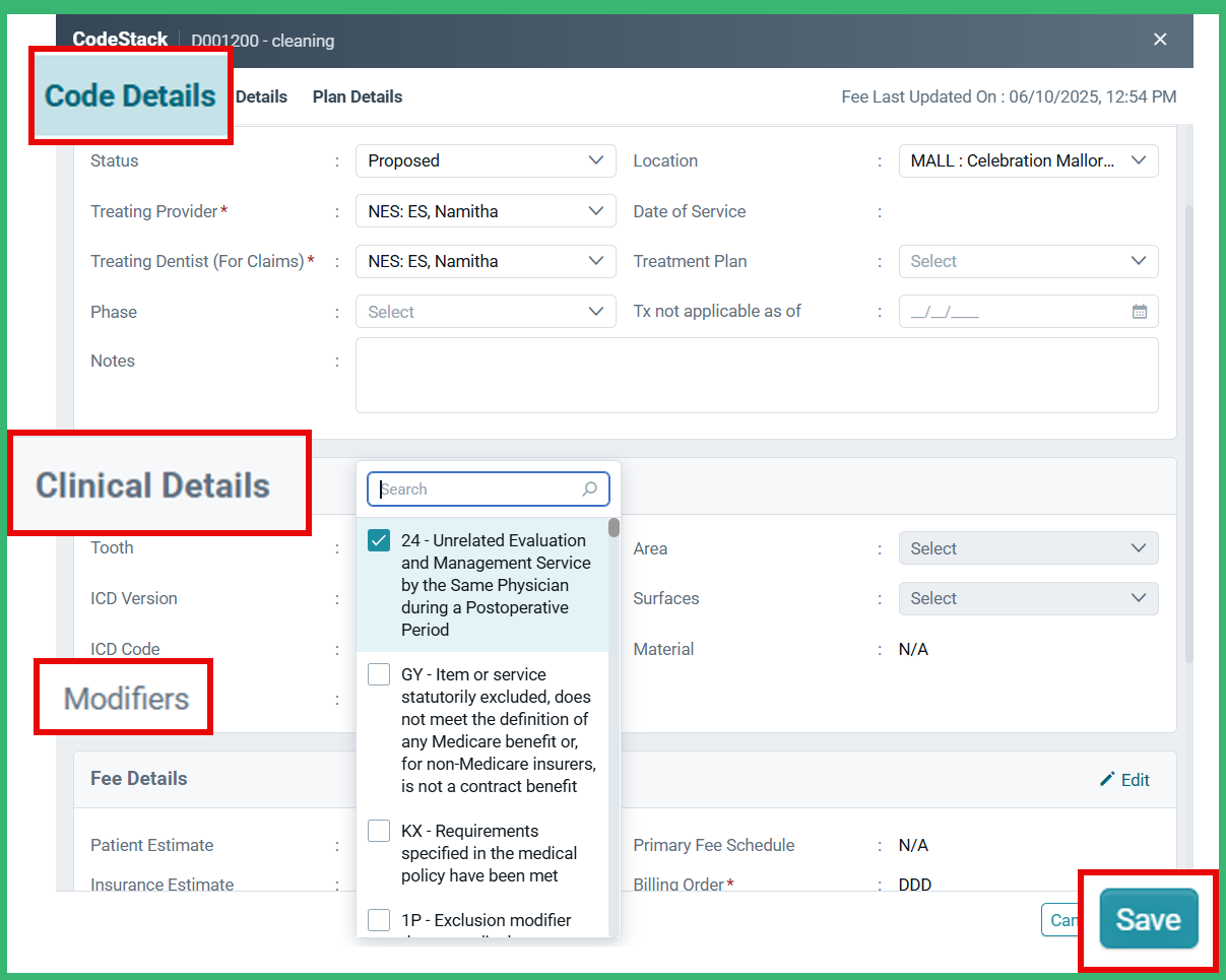 Managing Modifiers – CareStack: User Resource Center