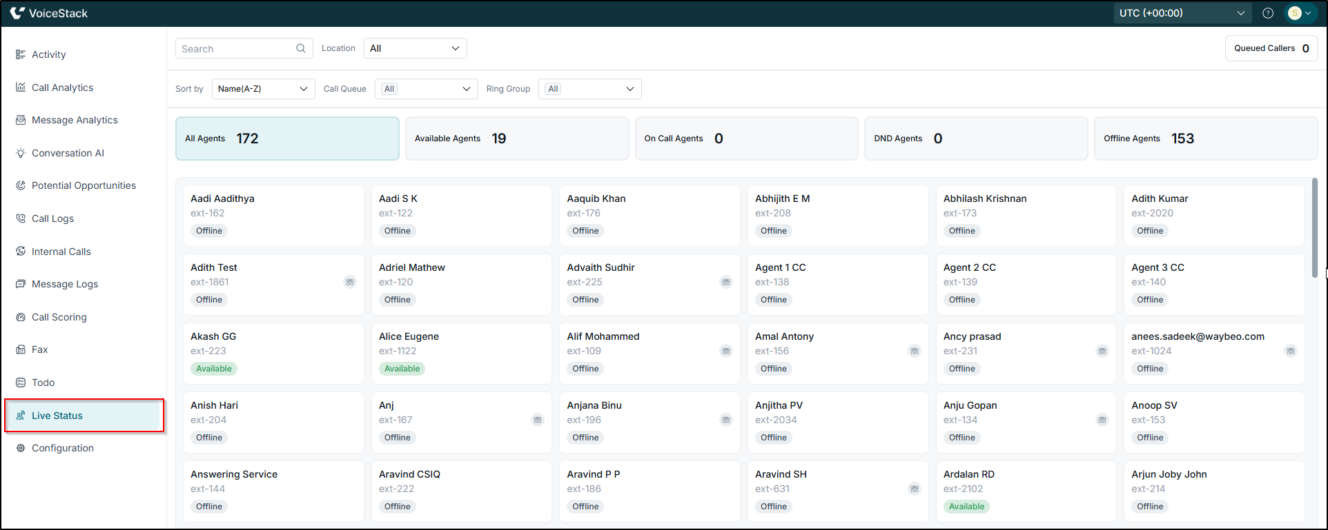 VoiceStack Admin App: Live Status – CareStack: User Resource Center