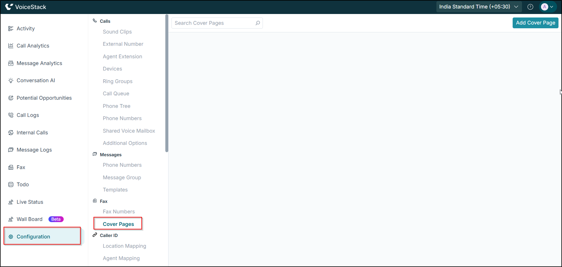 VoiceStack Admin App: Configuration: Fax Cover Page – CareStack: User Resource Center