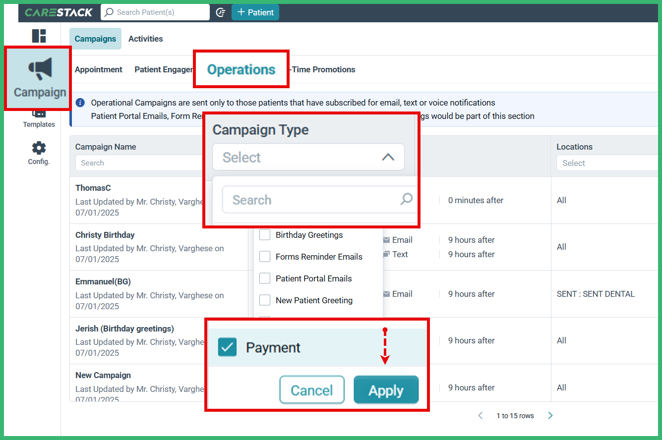 Set Up Payment Plan Reminder Campaigns – CareStack: User Resource Center