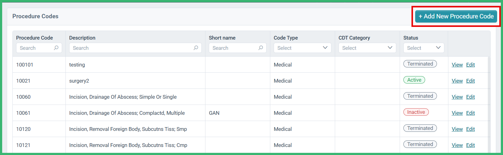 Add, View, and Edit Procedure Codes – CareStack: User Resource Center