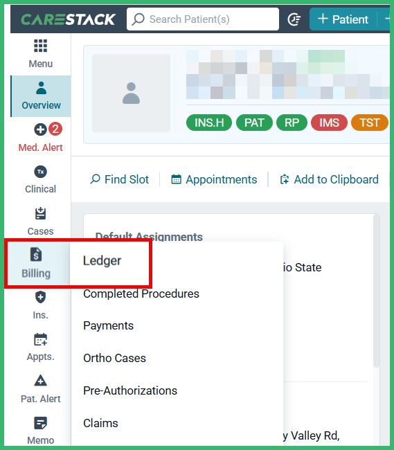 Ledger Transactions and Extended Features – CareStack: User Resource Center