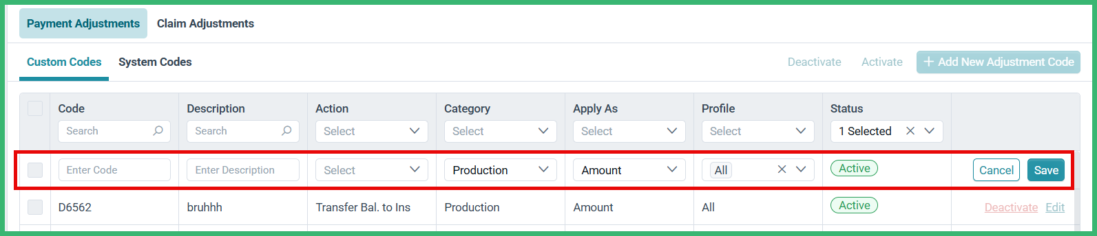 Create New Adjustment Codes – CareStack: User Resource Center