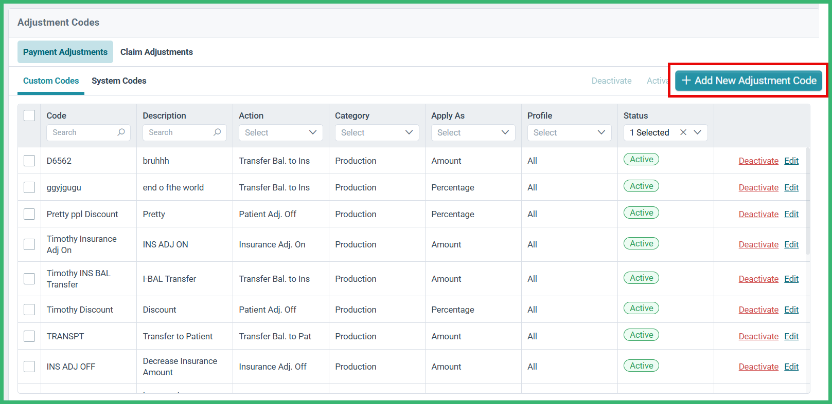 Create New Adjustment Codes – CareStack: User Resource Center