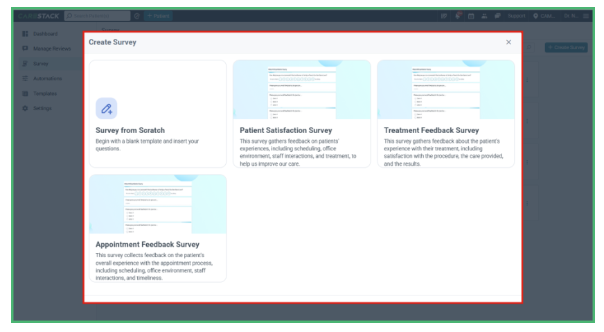 Create and Manage Patient Surveys – CareStack: User Resource Center