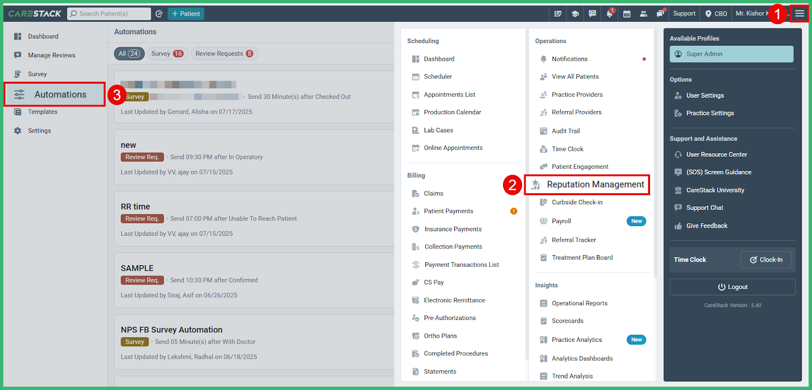 Create and Manage Survey & Review Automations – CareStack: User Resource Center