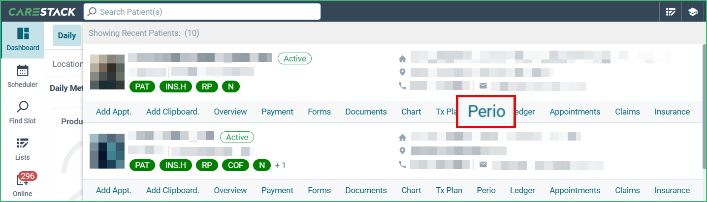View Statistics in Perio Chart – CareStack: User Resource Center