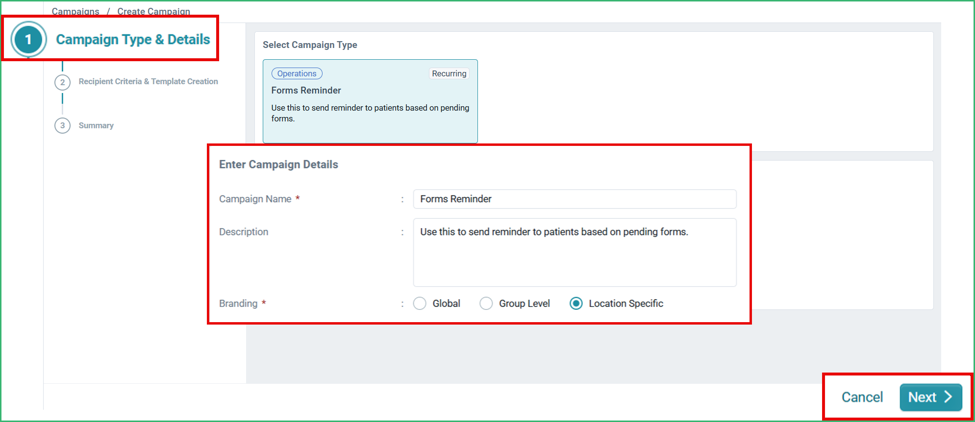 Utilize Forms Reminder Campaign – CareStack: User Resource Center