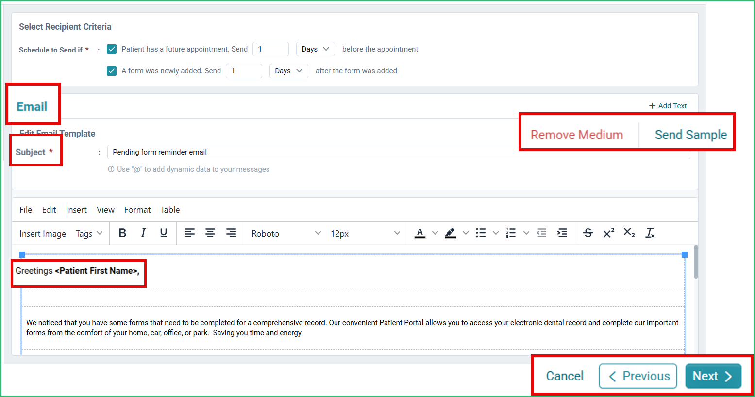 Utilize Forms Reminder Campaign – CareStack: User Resource Center