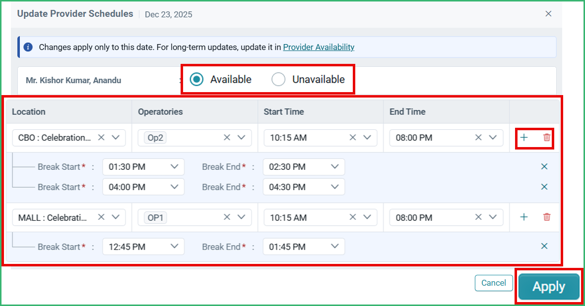 Check and Manage Provider Availability in Production Calendar ...