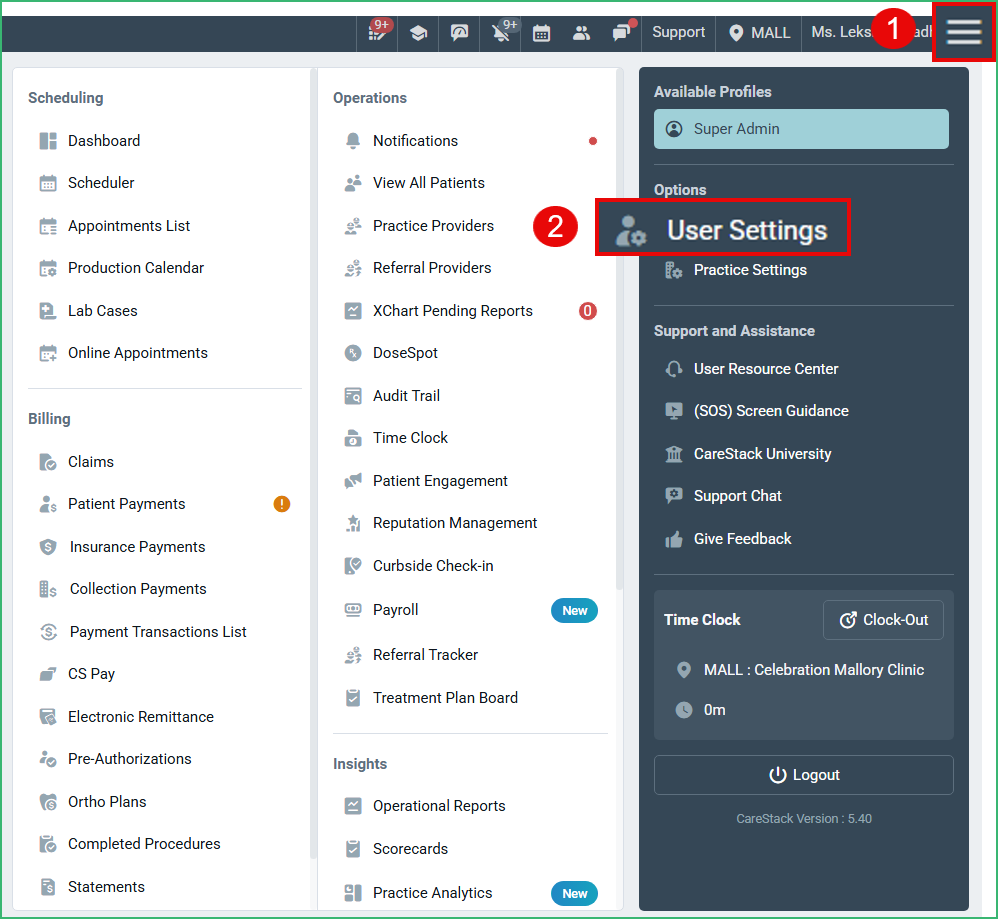 Manage Scheduler Filters – CareStack: User Resource Center