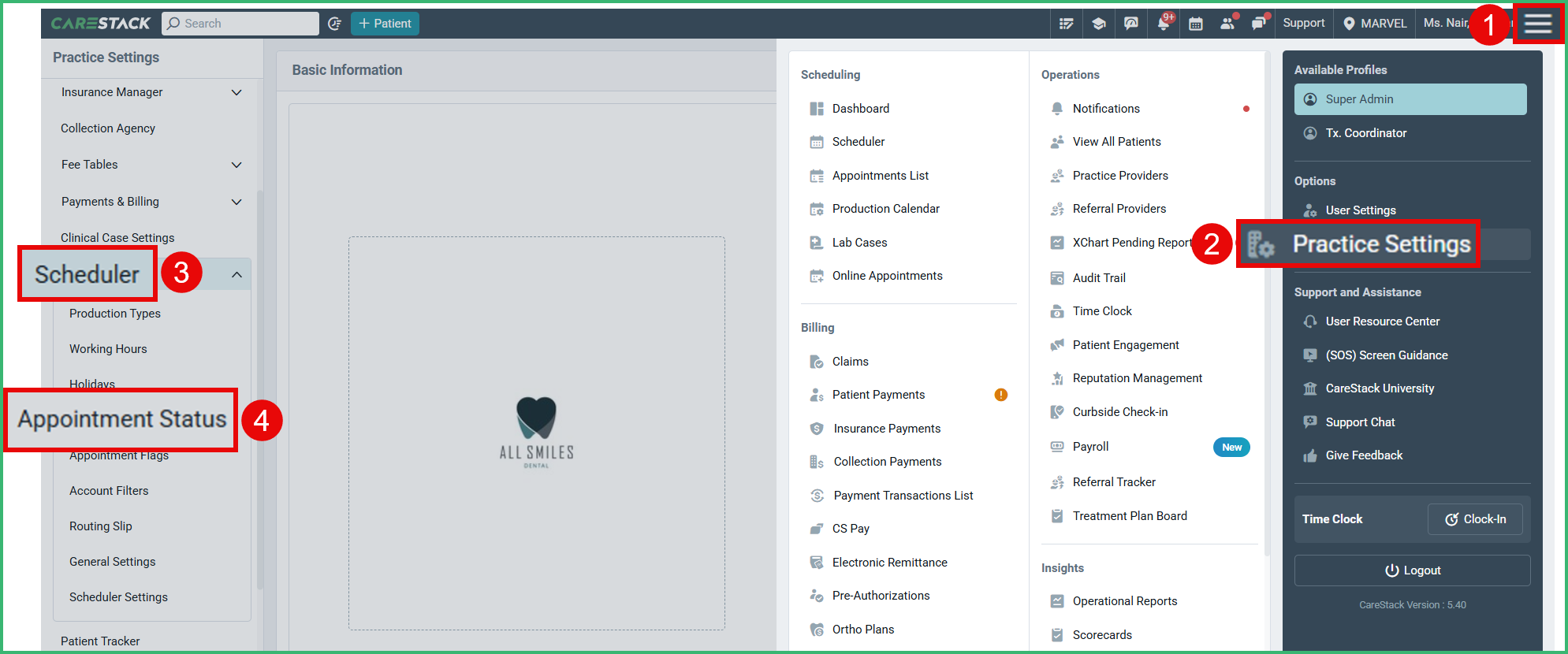 Create and Manage an Appointment Status – CareStack: User Resource Center