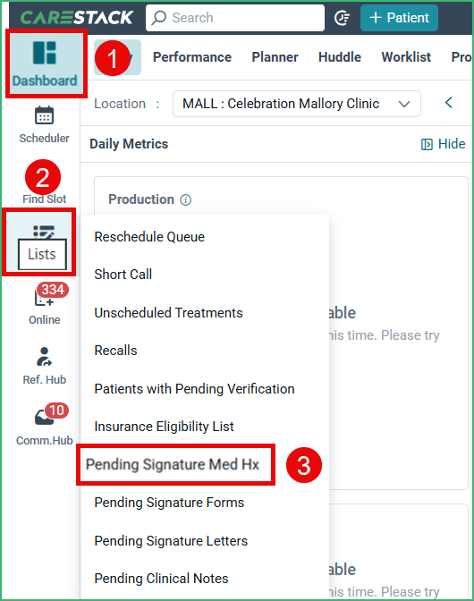 Manage Medical History Forms Pending Provider Signature – CareStack ...