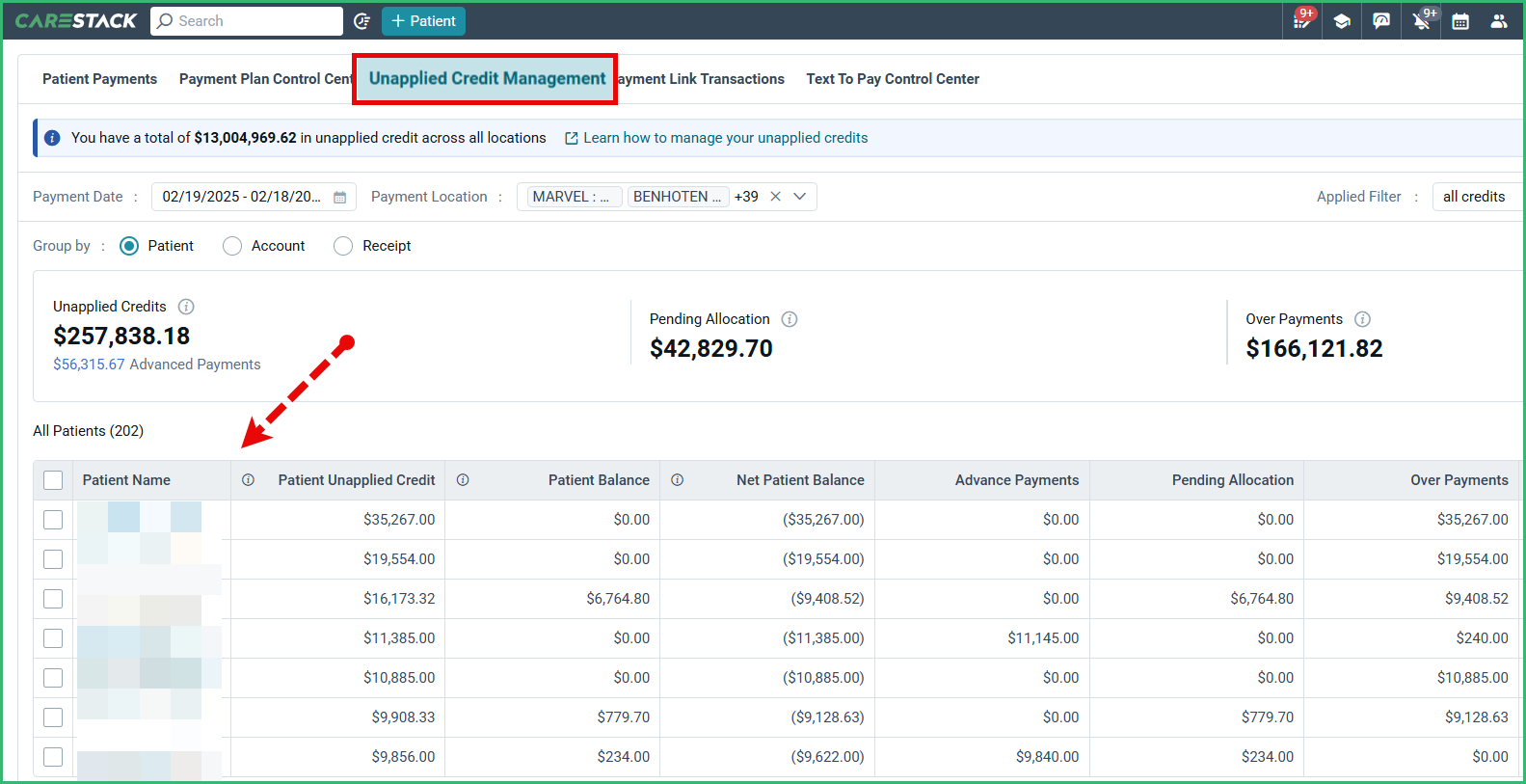 Overview of Unapplied Credit Management – CareStack: User Resource Center